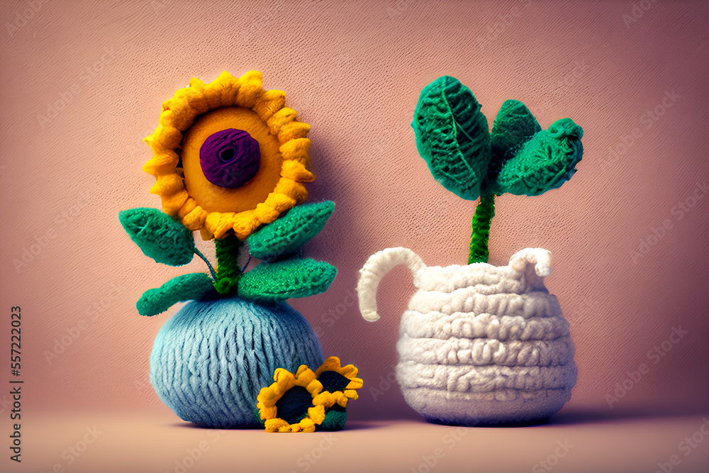 generative AI. Handcraft inspiration of cute colorful plants and ...