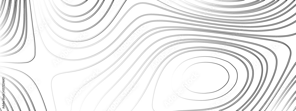 Topographic background and texture, monochrome image. White wave paper ...