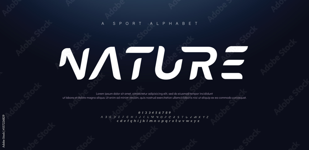 Vetor de NATURE, Futuristic modern techno sci fi bold display stencil ...