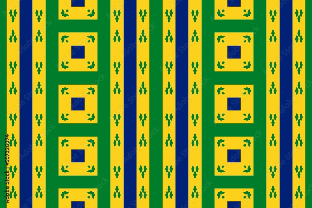 Geometric pattern in the colors of the national flag of Saint Vincent ...