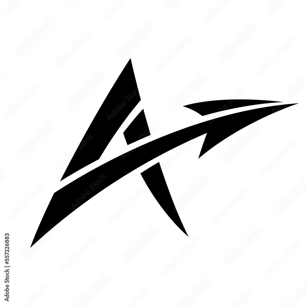 Spiky Black Letter A with a Diagonal Arrow Stock Illustration | Adobe Stock