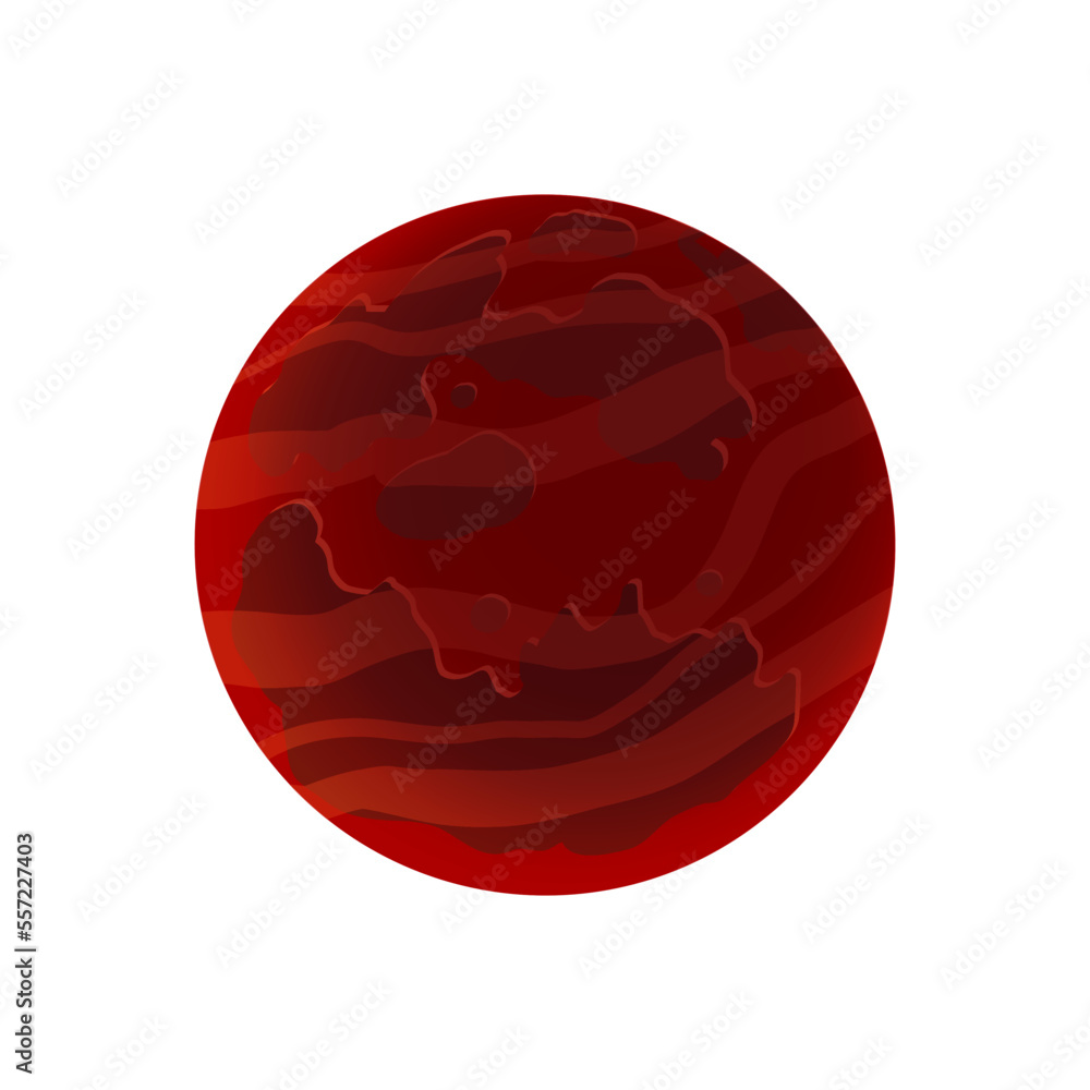 Mars red planet. Collection of Planets of solar system. Cartoon style ...