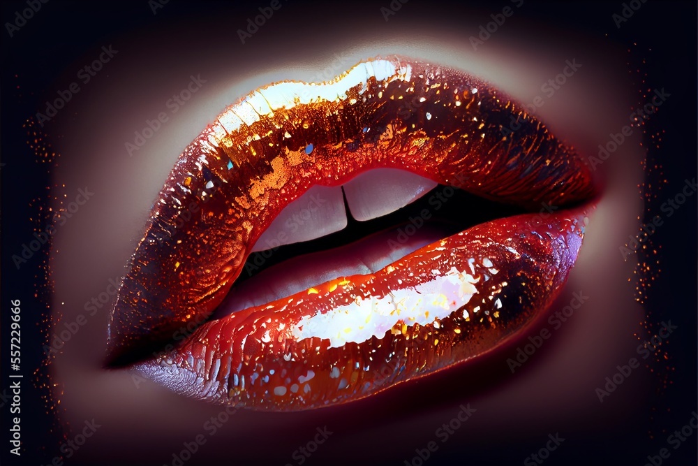 Generative AI abstract render of human lips Stock Illustration | Adobe ...