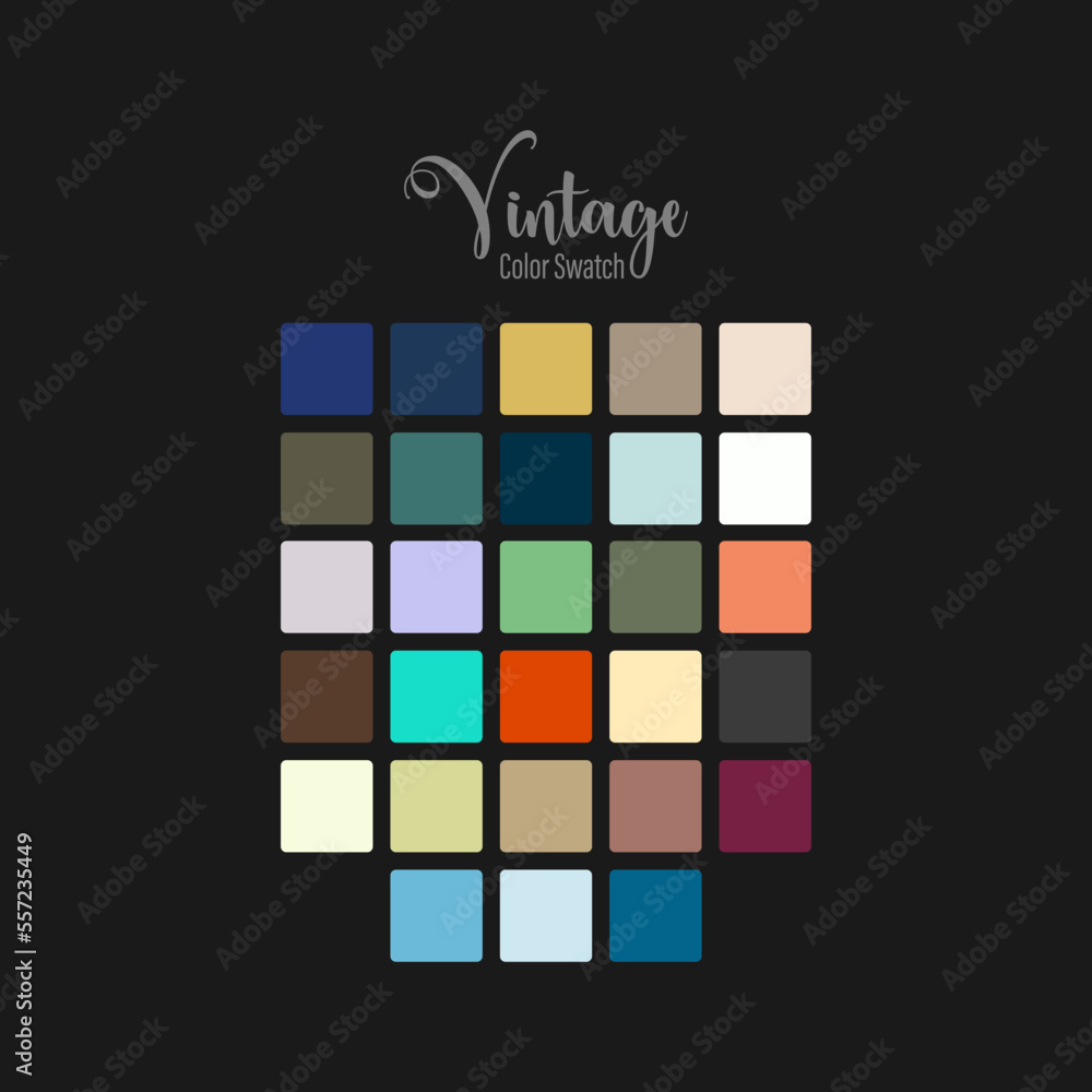 Vector vintage color palette set catalog samples in rgb hex. new ...
