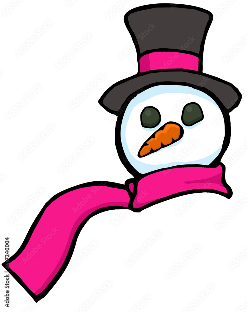 cartoon snowman face with scarf Stock Vector | Adobe Stock