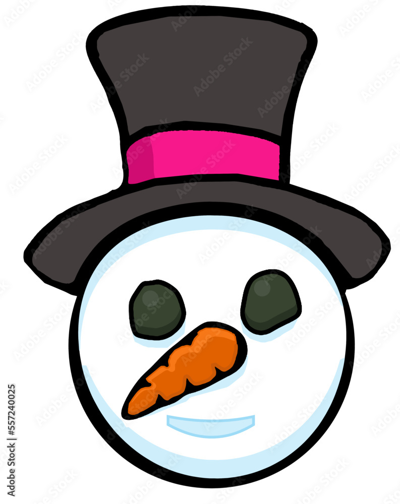 cartoon snowman face with top hat Stock Vector | Adobe Stock