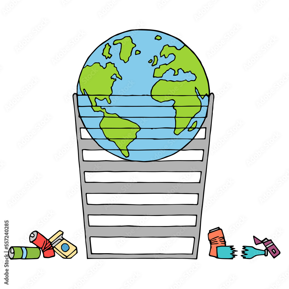 Our Planet Earth is in the trash can. Pollution of planet Earth. The ...