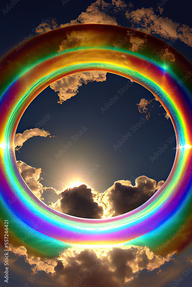 beautiful circular rainbow, refraction,earth and rainbow Stock ...