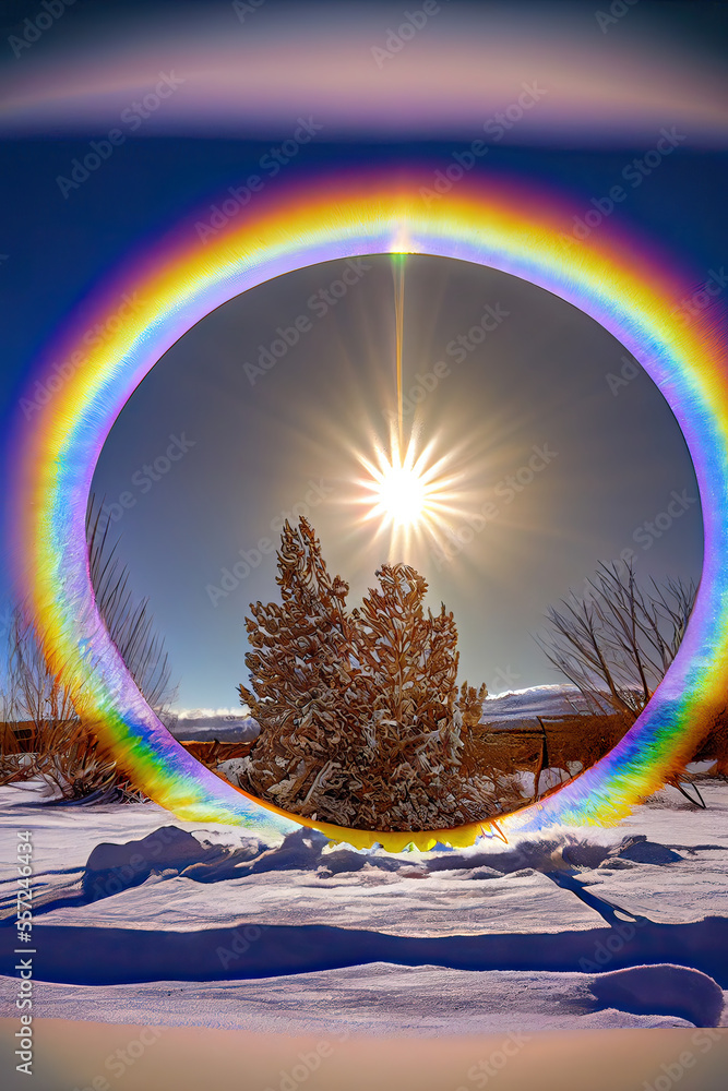 beautiful circular rainbow, refraction,earth and rainbow Stock ...