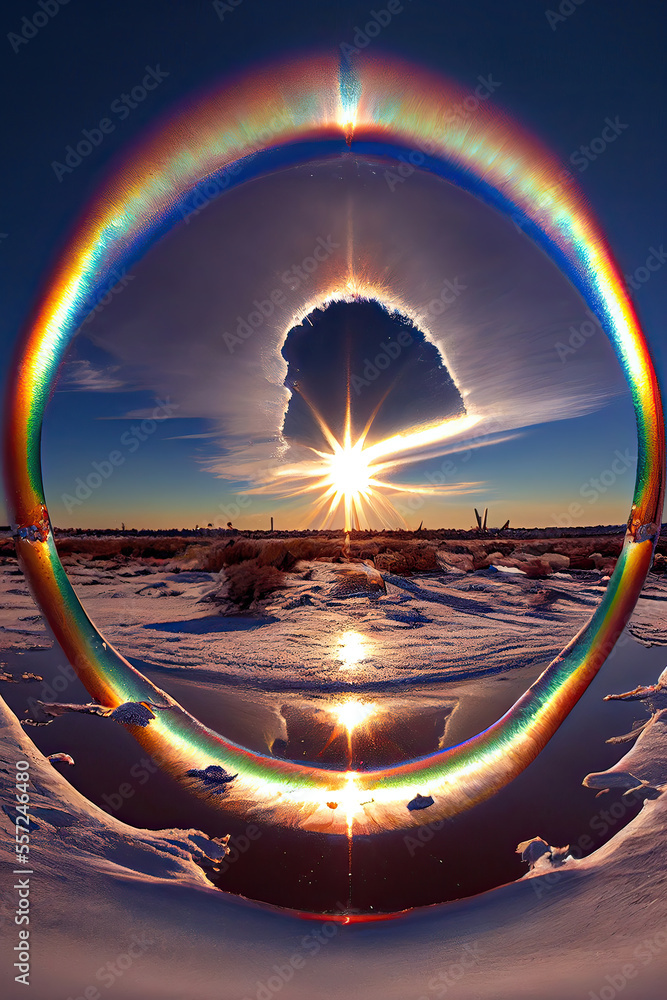 beautiful circular rainbow, refraction,earth and rainbow Stock ...