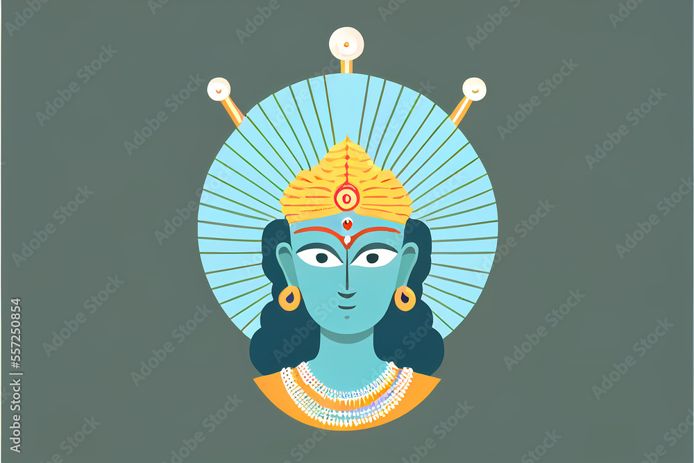 Lord Vishnu minimalist illustration, Hindu God simple illustration ...