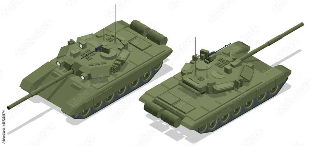 Isometric Main battle tank. The T-90 is a third-generation Russian main ...