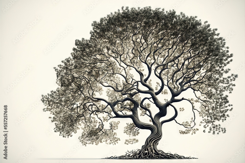 a drawing of a tree with a white background and a white background with ...