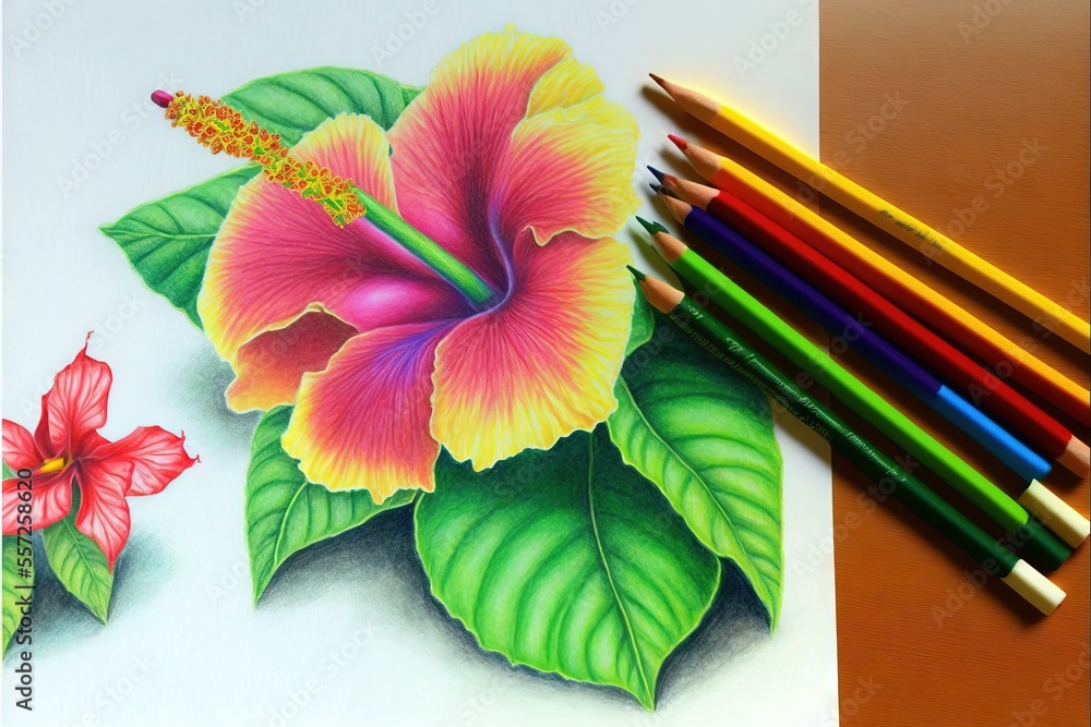 Flower Drawing With Colour | Best Flower Site