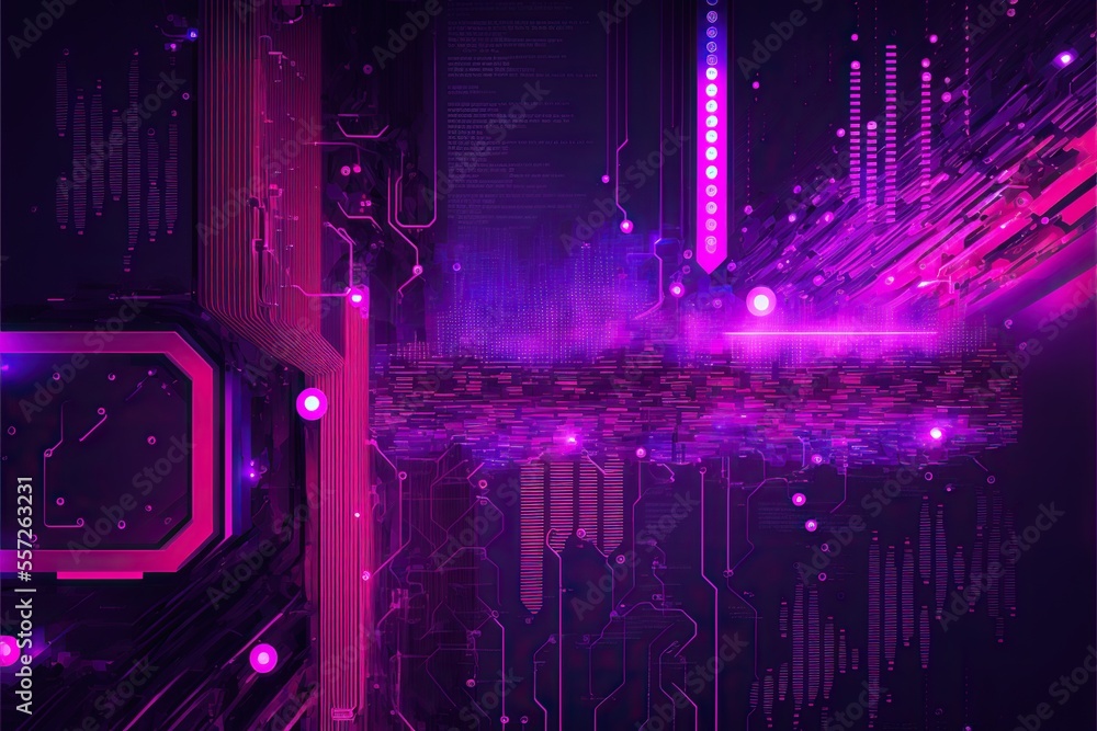 Abstract technology background with data and code patterns in shades of ...