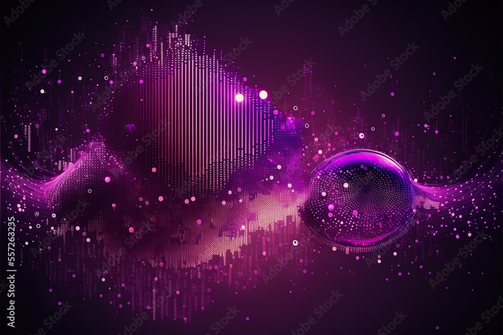 Abstract technology background with data and code patterns in shades of ...