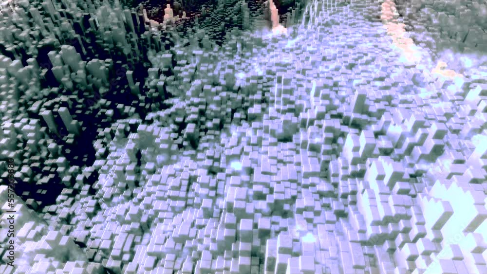 Constructed dark shapes in animation. Motion. A light background with ...