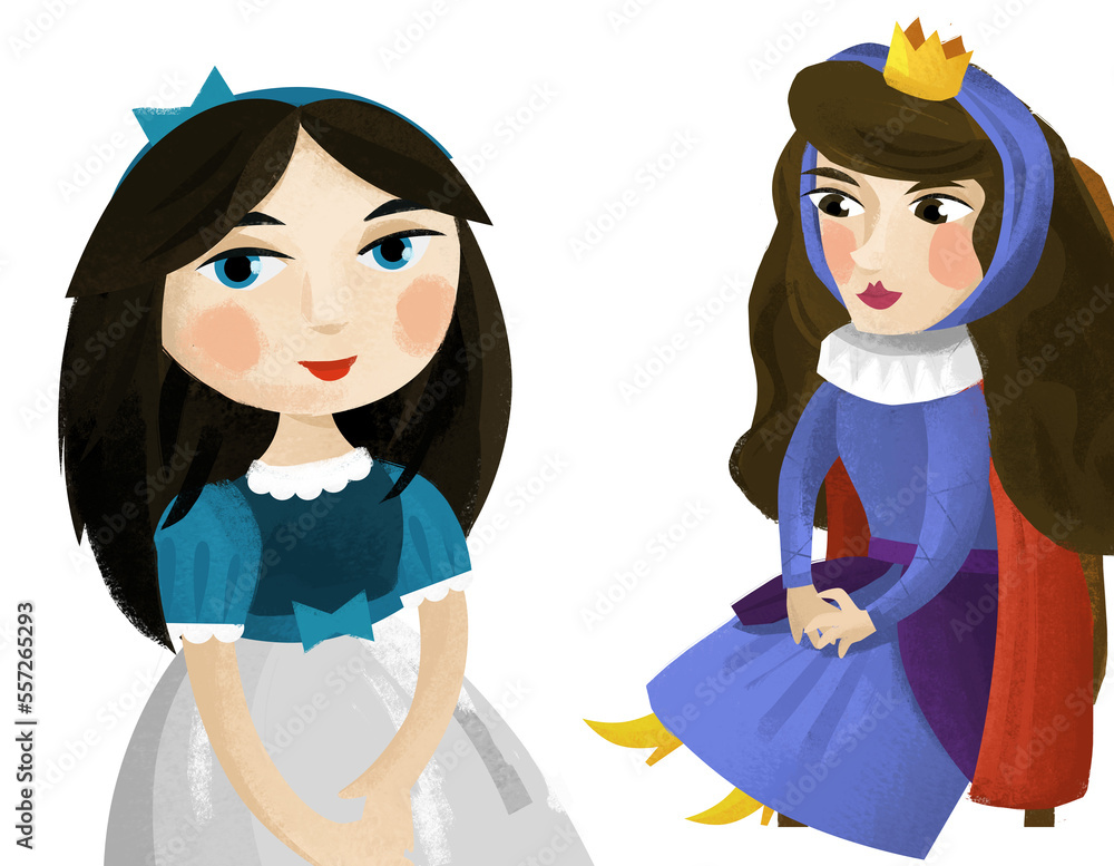 cartoon scene with princess queen smiling illustration for children ...