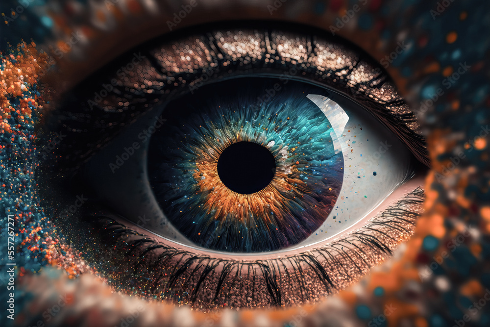 Auge Das sehende Auge Optikus Retina Iris Ophthalmos Chorioidea Closeup ...