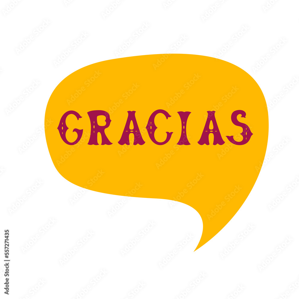 English translation thank you. Comics speech bubble with Spanish word ...