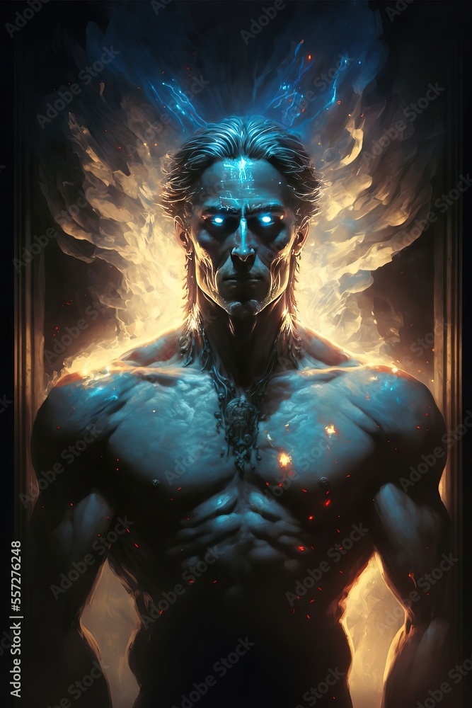 4K resolution or higher, A godlike being, created from pure energy ...