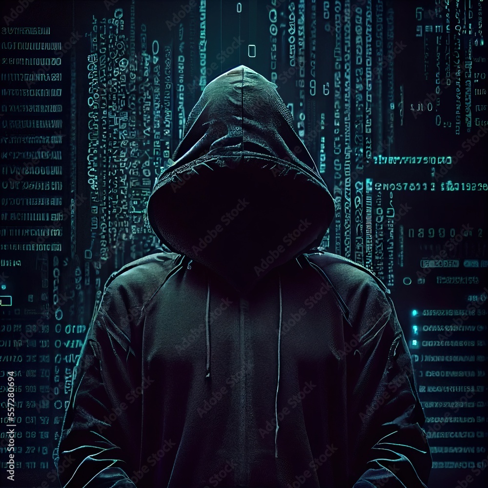 Portrait of a sci-fi cyberpunk hacker. High-tech futuristic man from ...