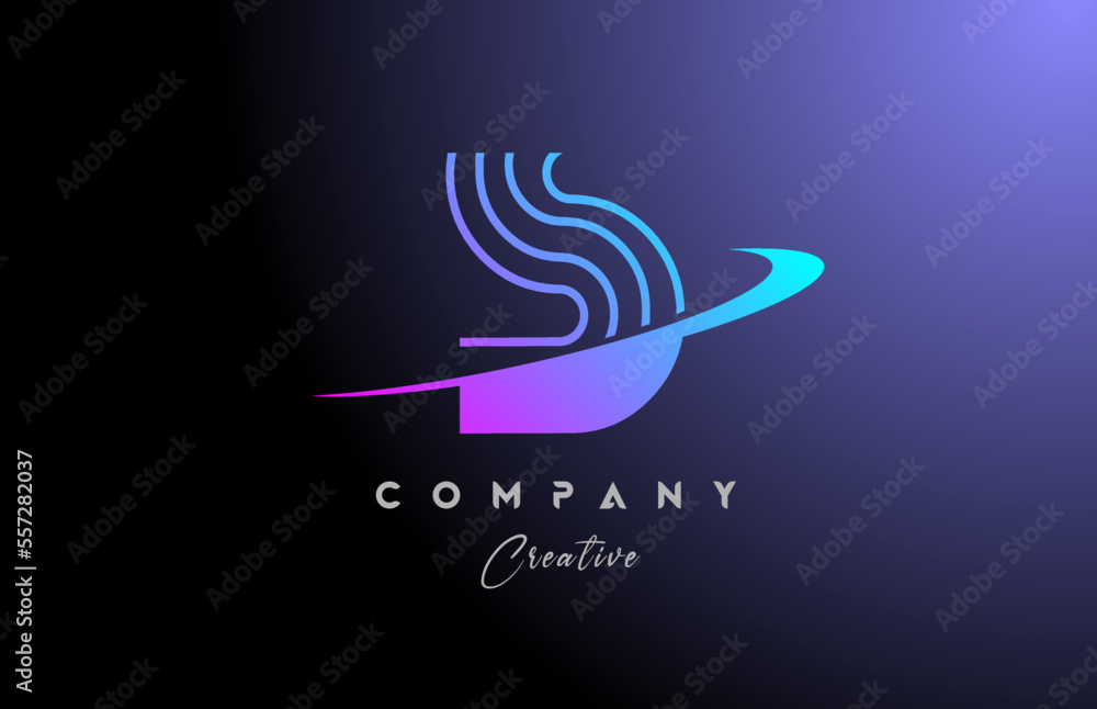 pink blue S alphabet letter logo icon design with swoosh. Creative line ...