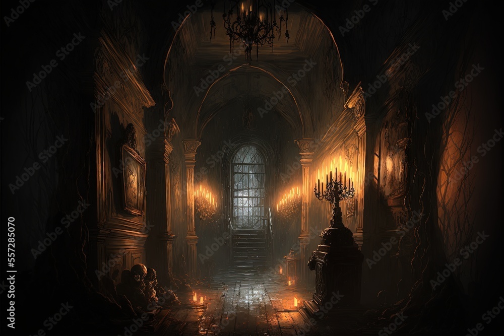 creepy interior of an abandoned building background, concept art ...
