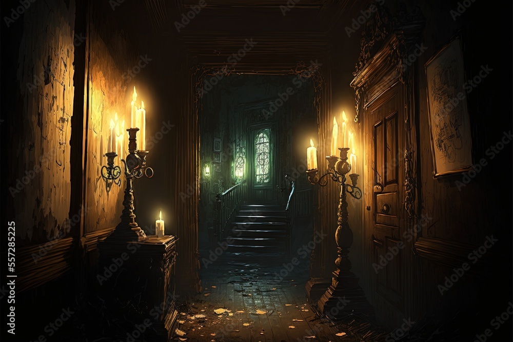 creepy interior of an abandoned building background, concept art ...