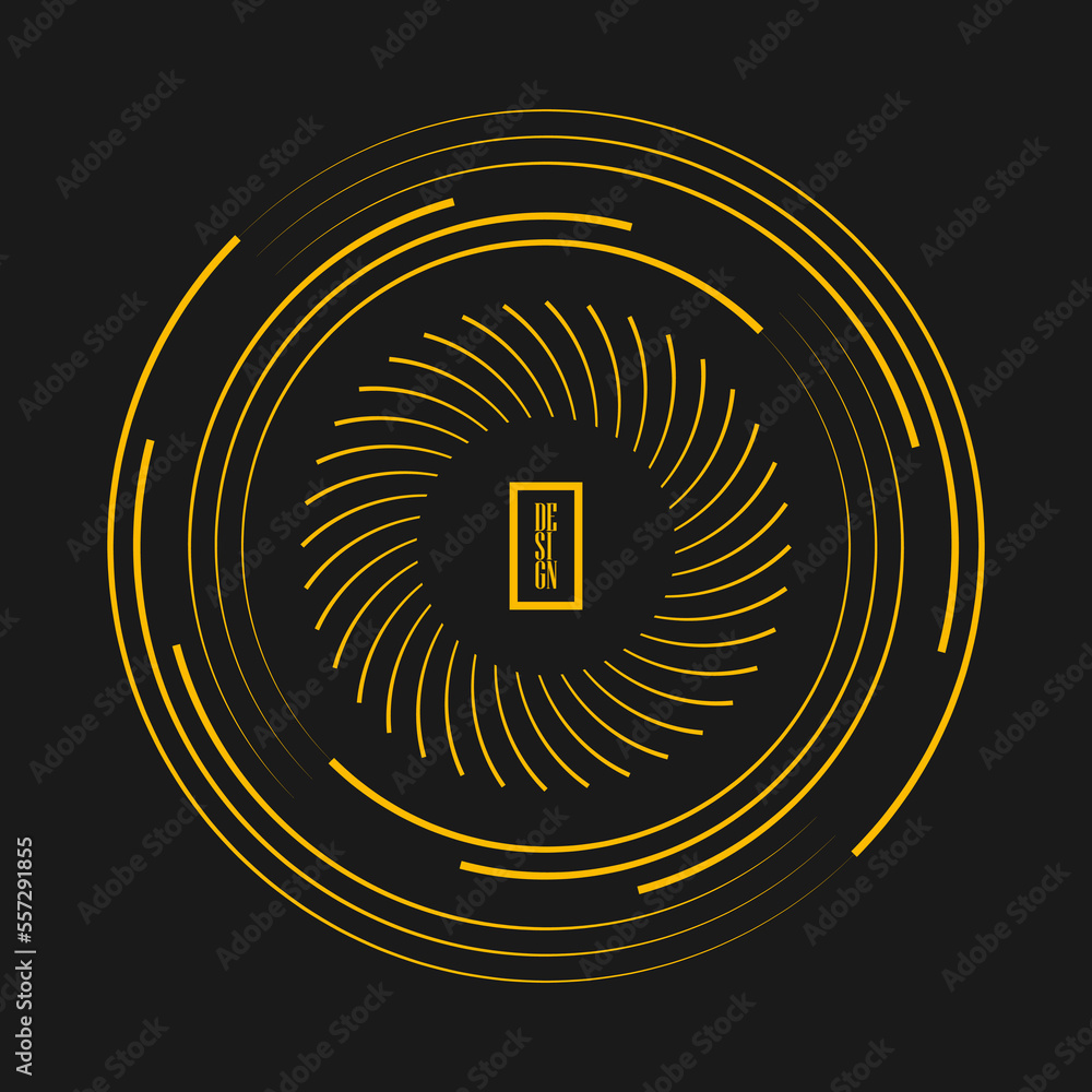 Yellow speed lines in circle form. Geometric art. Design element for ...