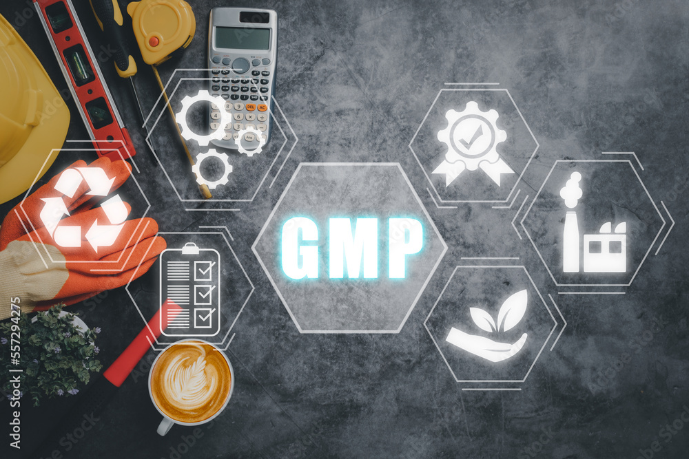 GMP Good Manufacturing Practice Medical Pharmacy Сoncept, Construction ...