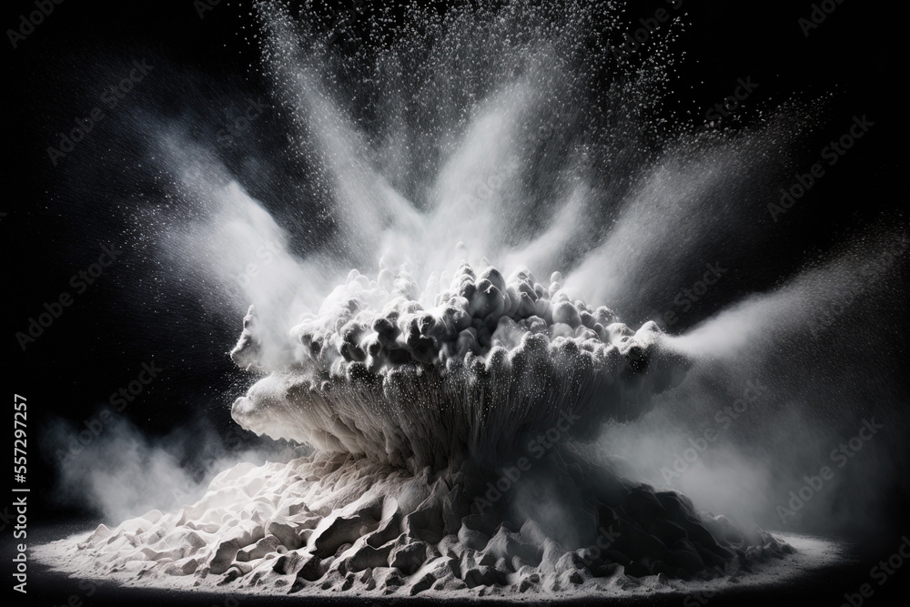 eruption of white powder against a dark backdrop. Generative AI Stock ...