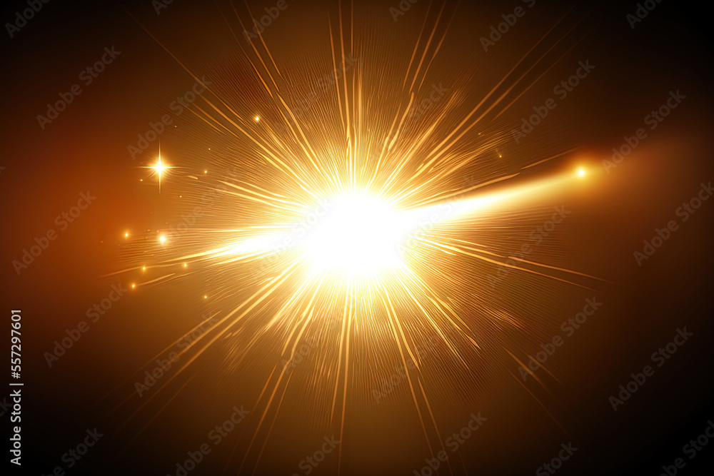Sun ray effect with a gold backdrop and natural light lens flare ...