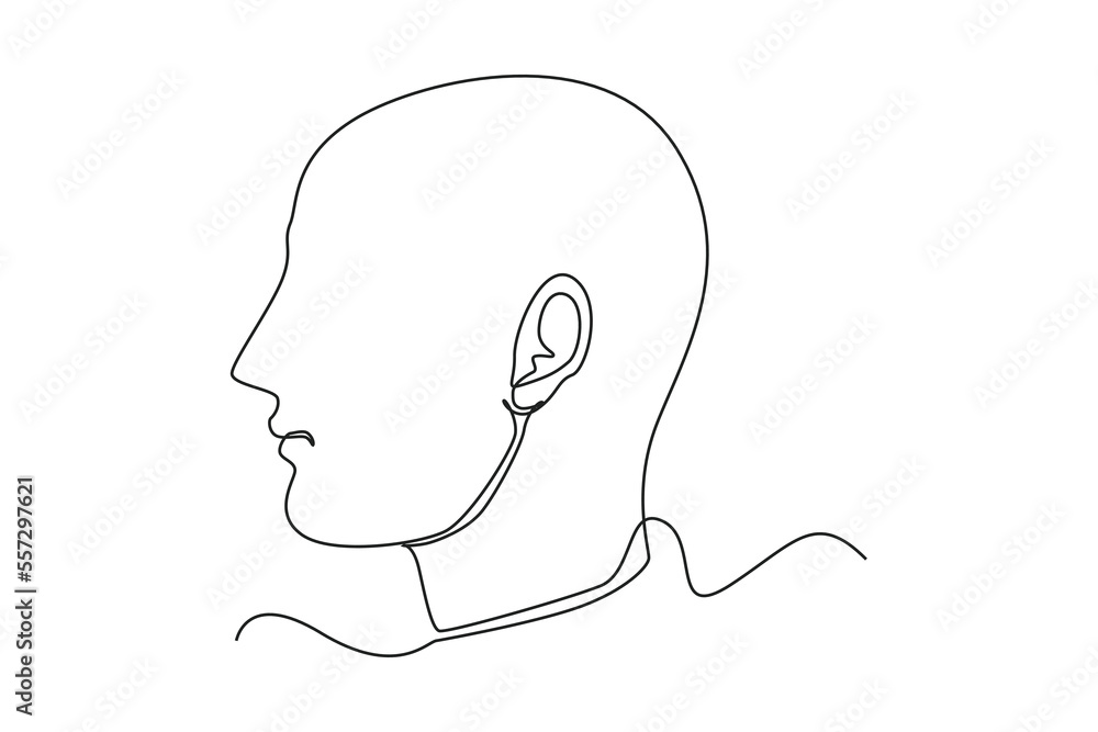 Single one line drawing human head anatomy. Human organ concept ...