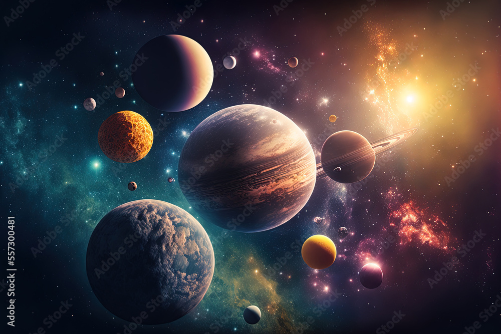 ภาพประกอบสต็อก Background solar system planets. Generative AI ภาพ ...