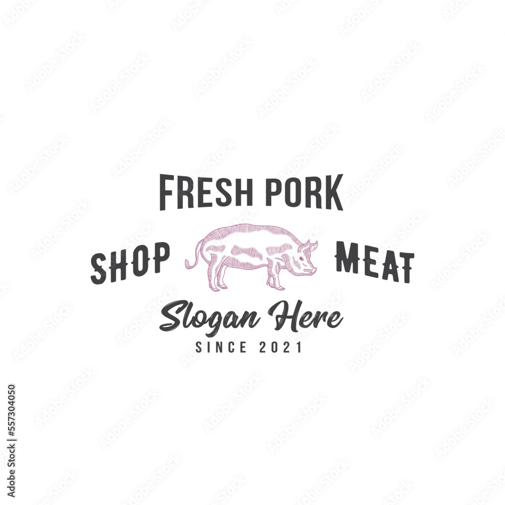 Pork shop logo, vector simple illustration isolated on white background ...