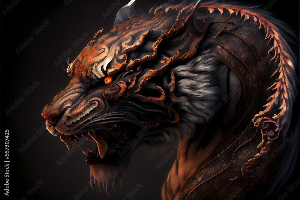 Dragon tiger generative art Stock Illustration | Adobe Stock