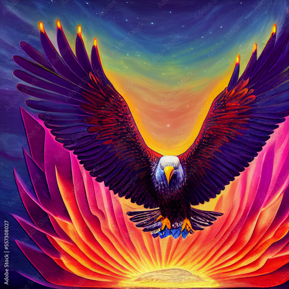 cute animal little pretty red eagle portrait from a splash of ...