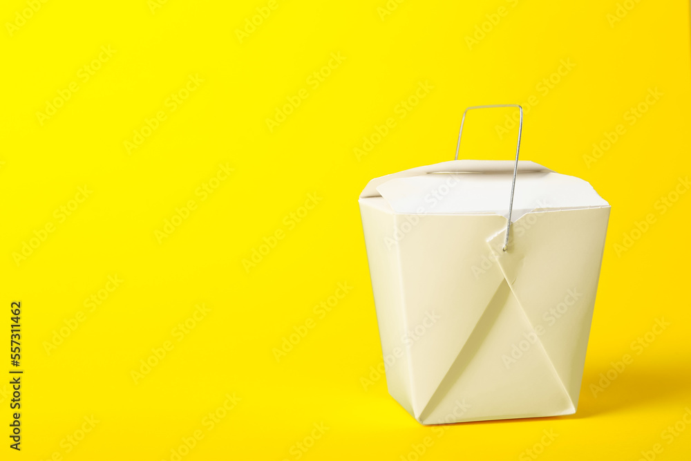 Paper box with Asian food on color background Stock Photo | Adobe Stock