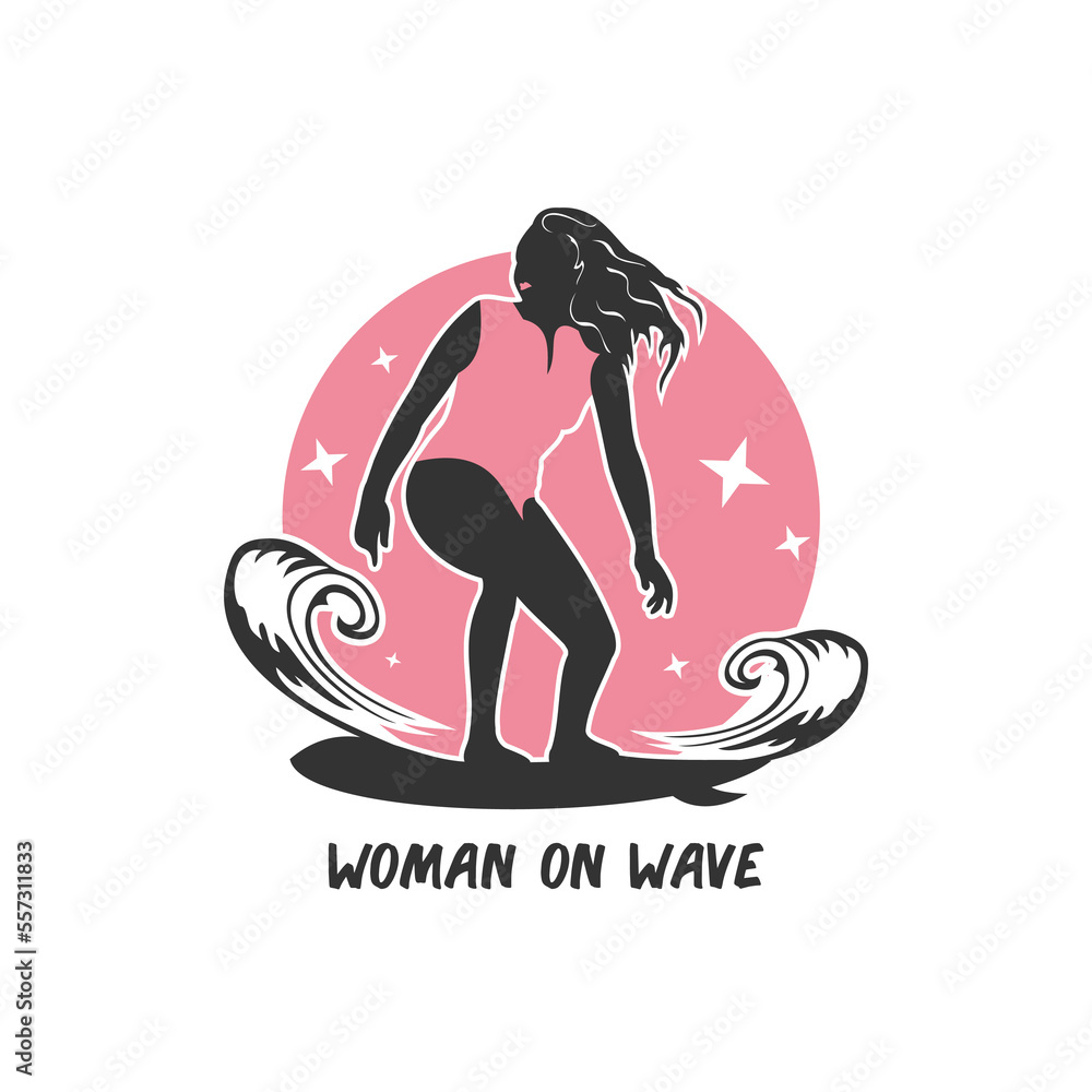 logo for your company illustration of a woman on wave woman on wave ...