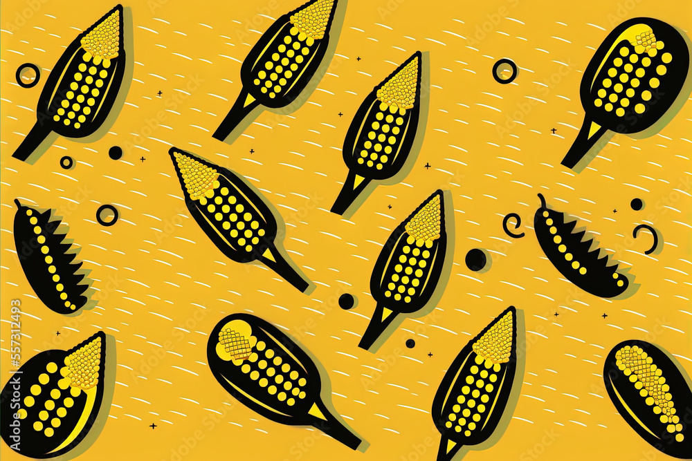 corn symbol Wallpaper with a corn doodle design. Yellow background with ...