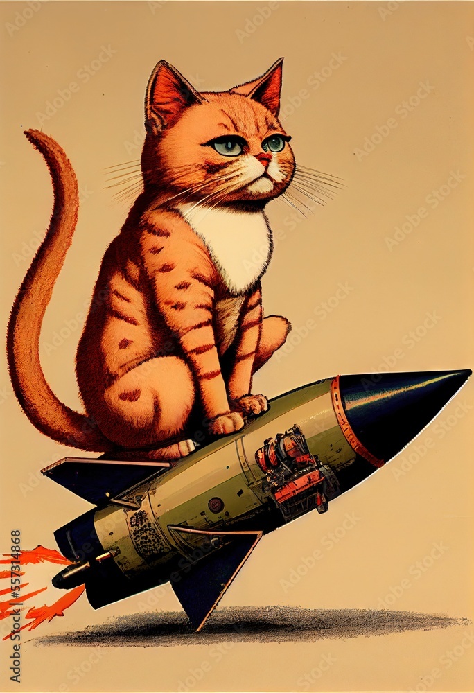 Comrade Cat has a Rocket Launcher Stock Illustration | Adobe Stock