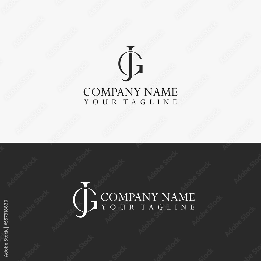 G J letter design logo logotype icon concept with serif font and ...