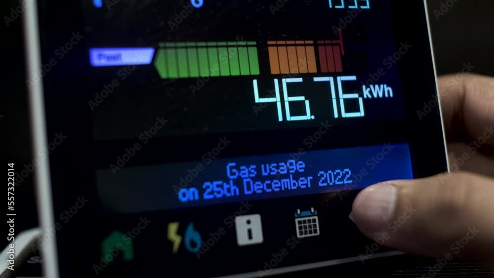 Close Up Of Finger Pressing Touchscreen Display Of UK Energy Smart ...