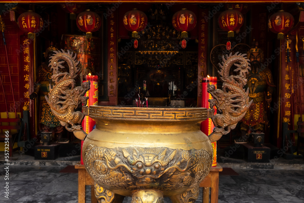 A small and simple temple with typical Chinese design in Indonesia ...