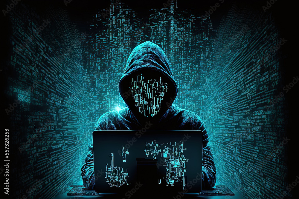shadow crime on the dark web Internet hologram of a digital hacker ...