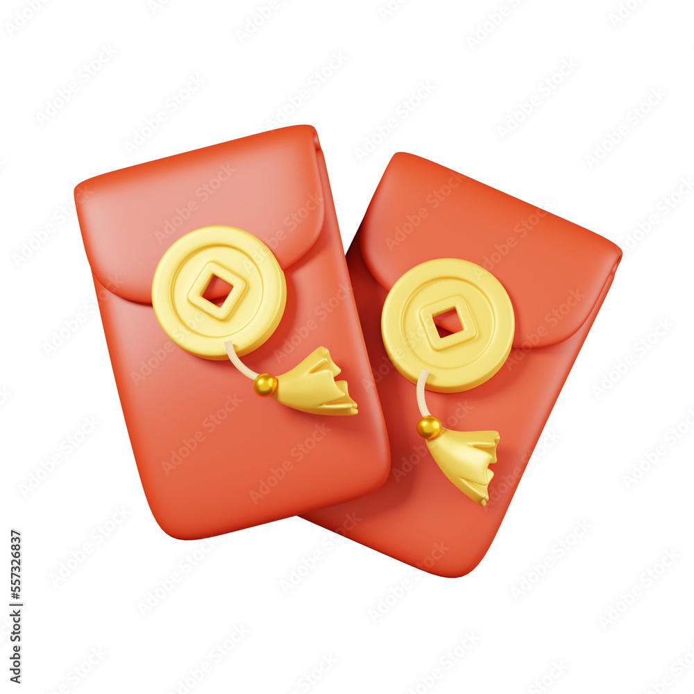 Angpao aka. CNY red envelopes isolated. Traditional asian decorations ...