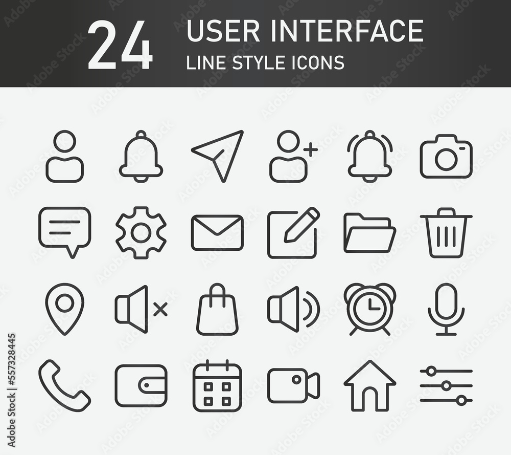 User Interface Outline Icon Collection Contains Such Icons As Interface Essential Message And
