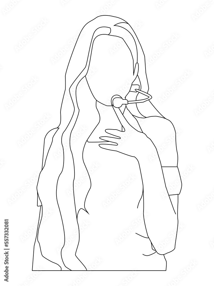 female kpop idols are singing on stage. line art vector illustration ...