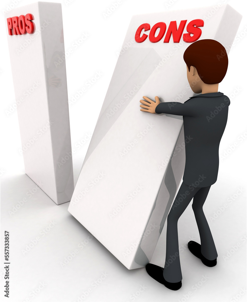 3d man with prons and cons sign board concept Stock Illustration ...